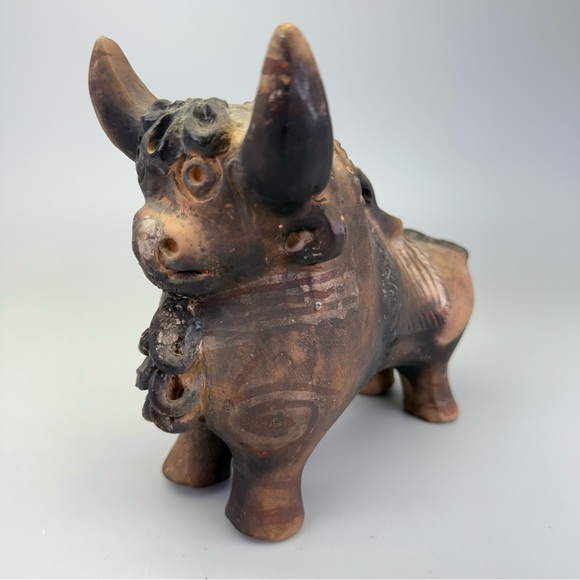Vintage | Art | Vintage Handmade Folk Art Peruvian Horned Bull ...